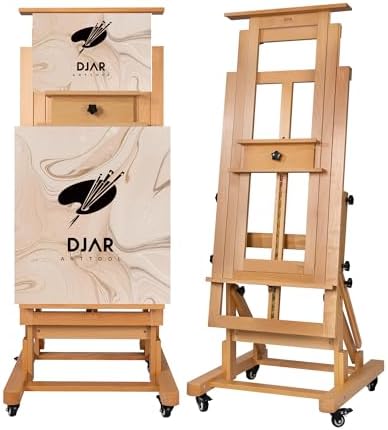 Amazon.com: DJAR Extra Large H-Frame Art Easel, Movable Tilts Flat ...