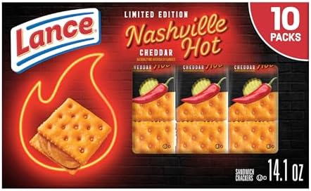 Amazon.com: Lance Nashville Hot Cheddar Sandwich Crackers, 10 Pack