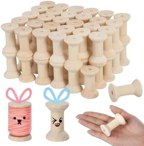 Amazon.com: WOPPLXY 20 Pcs Wooden Thread Spools for Crafts, 1.2 x 2.7 ...