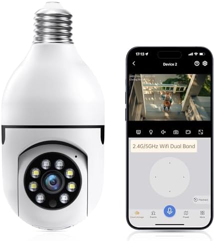 Amazon.com : WESECUU Light Bulb Security Camera 5G WiFi Light Socket ...