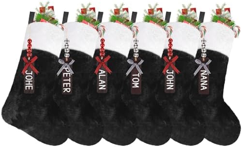 Amazon.com: Vansolinne Black Gothic Christmas Stocking 17 Inches Xmas ...