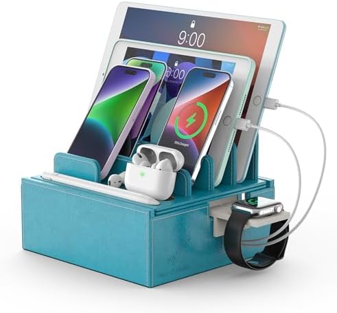 Amazon.com: Pezin & Hulin Leather Charging Station for Multiple Devices ...