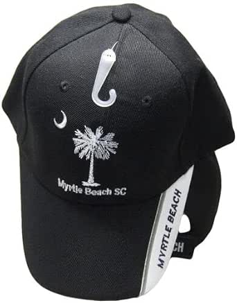 South Carolina Palmetto Crescent Myrtle Beach Black Embroidered Cap Hat ...