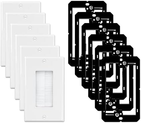 Amazon.com: SHUESS 12 Pack Brush Wall Plate White Brush Plate Cable ...