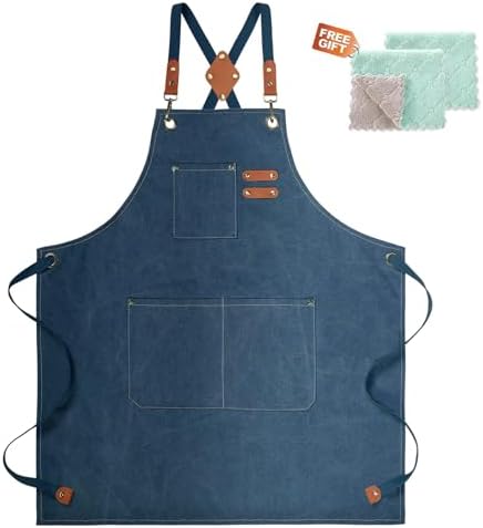 Amazon.com: conda Chef Apron, Cross Back Straps Apron with Pockets for ...