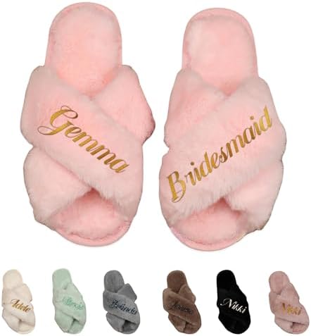 Amazon.com | Gloryage Custom Bride Slippers for Women – Personalized ...