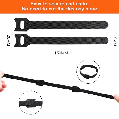 150-Pack Black Adjustable Reusable Cable Straps – Effortless Cable Tidy ...