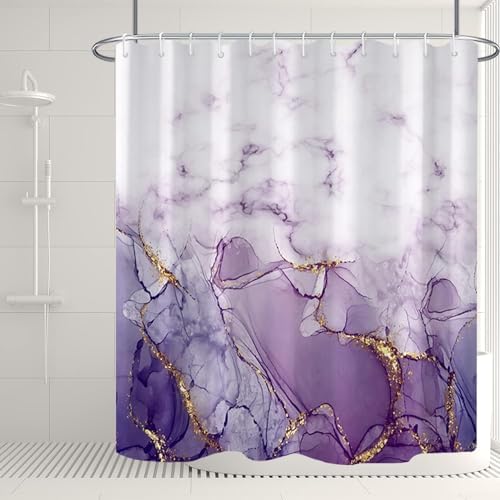 Amazon.com: Uiiooazy Purple Shower Curtain, Abstract Marble Shower ...