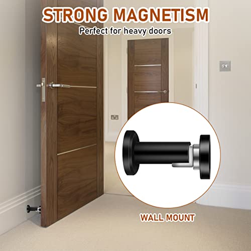 KOLAKO Door Stoppers, Magnetic Door Stops Black Wall Floor Mount Heavy ...