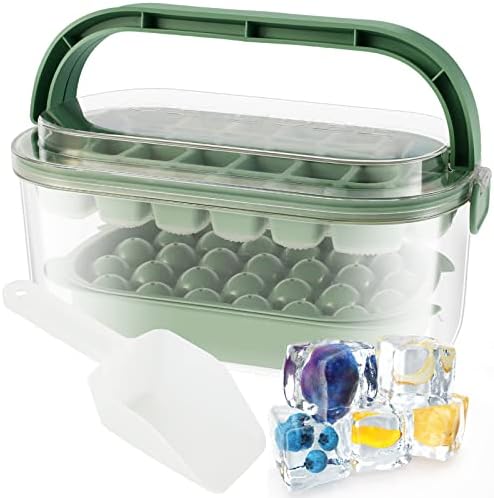 Ice Cube Tray with Lid and Bin, BPA Free Silicone Ice Cube Molds for ...