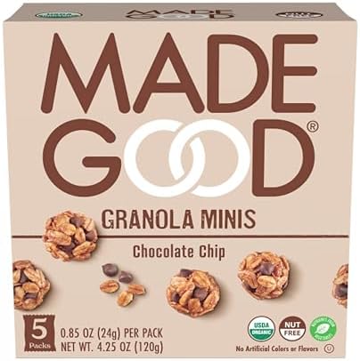Amazon.com: MadeGood Organic Chocolate Chip Granola Minis, 5ct x 0.85oz ...