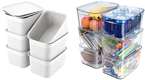 Amazon.com - AREYZIN Set of 6 Lidded Plastic Storage Baskets + 6 Pack ...
