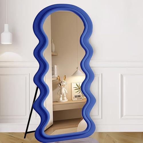 Amazon.com: Flannel Wavy Full Length Mirror with Stand Wall Mounted 63 ...