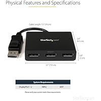 Amazon.com: StarTech.com 3-Port Multi Monitor Adapter - DisplayPort 1.2 ...