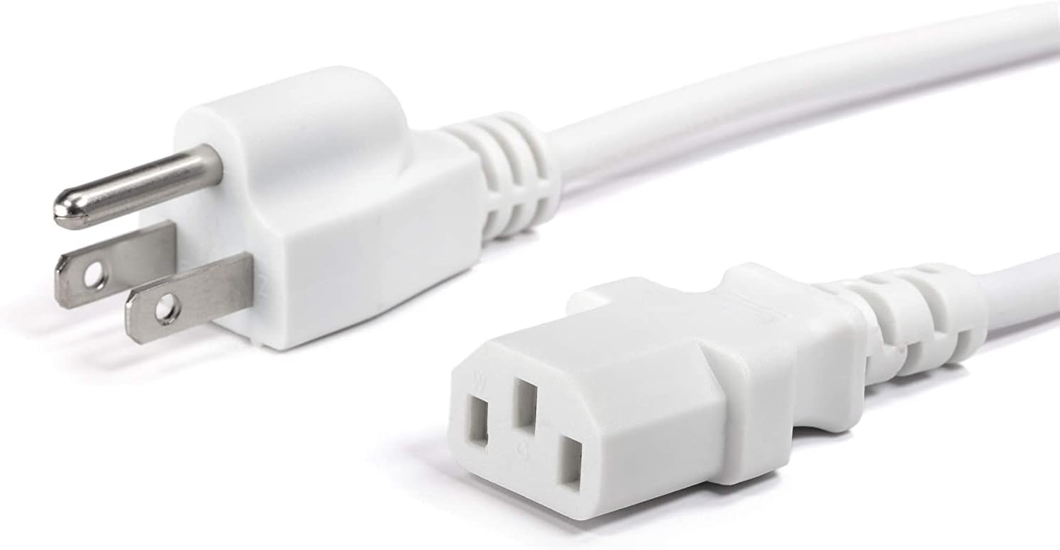 Amazon.com: AC Power Cord (3 Prong) - 10 Feet (3 Meter), White ...