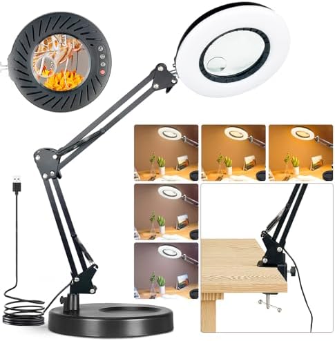 Amazon.com: Beyamz 5X Magnifying Glass Lamp with Light and Clamp, LED ...