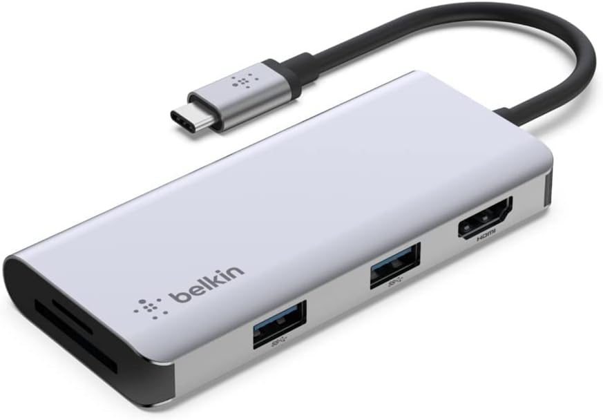 Belkin USB C Hub, 7-in-1 MultiPort Adapter Dock with 4K HDMI 1.4, USB-C ...