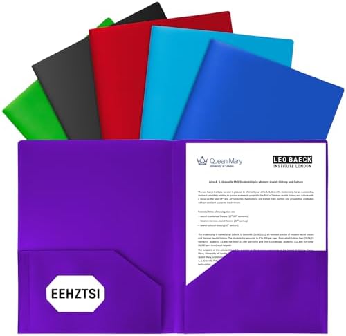 Amazon.com : EEHZTSI 6-Pack Plastic Folders with Pockets,2-Pocket Poly ...