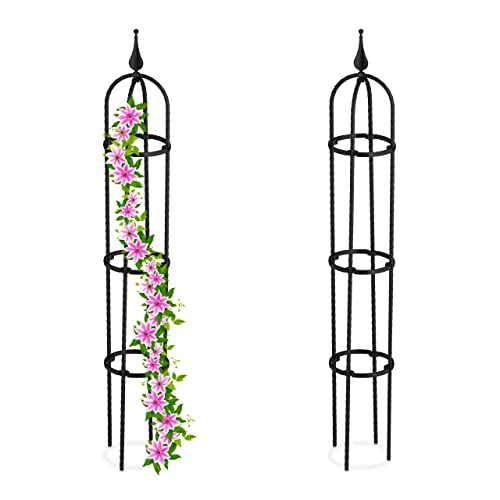 Relaxdays Garden Obelisk, Set of 2, 100 cm Tall, Support for Climbing ...