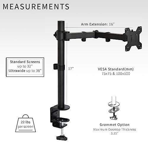VIVO Single Monitor Arm Desk Mount, Holds Screens up to 32 inch Regular ...