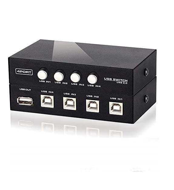 Meshiv Printer Sharing Switch I 4 Port USB 2.0 Selector Switch Box for ...