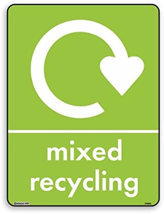 Mixed Recycling Bin Sticker Sign - WRAP, Self Adhesive Vinyl [A4 200mm ...