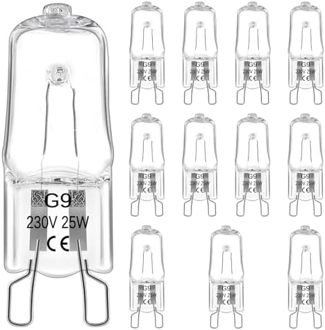 Morotty 12 Pack G9 Halogen Light Bulbs Dimmable 25W, 230V G9 Halogen ...