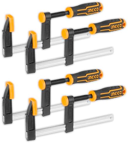 INGCO 2PCS Pack F Clamps (50x150mm), Steel f clamp with Rubberized ...