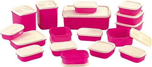 Buy Mastercook Plastic Food Storage Container, 200ml, Pink, Pack of 17 ...