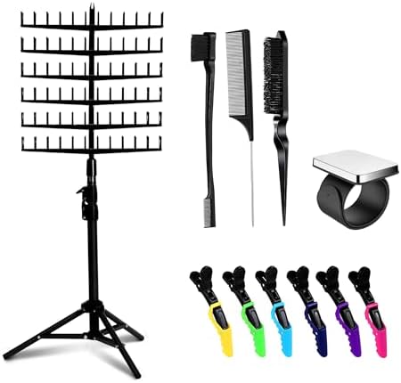 Amazon.com : Yumkfoi Adjustable Braiding Hair Rack with 160 Pegs, 2 ...