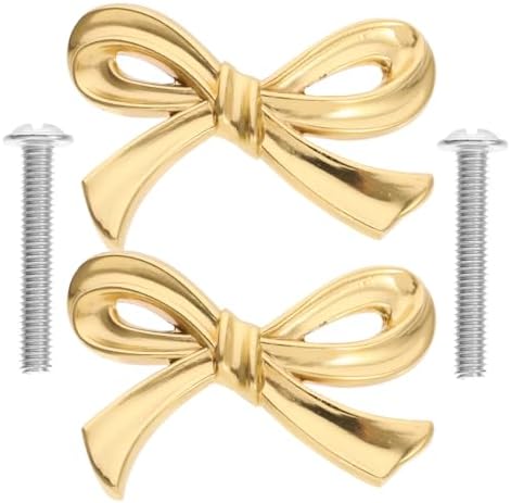 Gatuida Bow Knobs for Dresser: 2pcs Gold Drawer Knobs Bow Tie Kitchen ...