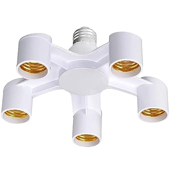 5 in 1 Light Bulb Socket Splitter,Fixed Multi Bulb Socker Adapter,Light ...