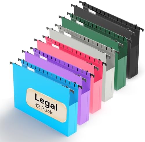 NORDUN Plastic Extra Capacity Legal Size Hanging File Folders,12 Pack ...