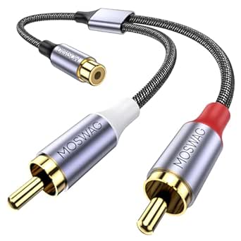 Amazon.com: MOSWAG RCA Splitter, 1 Female to 2 Male, RCA Y Splitter ...