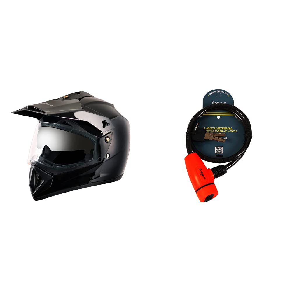 Vega Off Road D/V Black Helmet-M and Vega Safety Cable Lock Dull Black ...