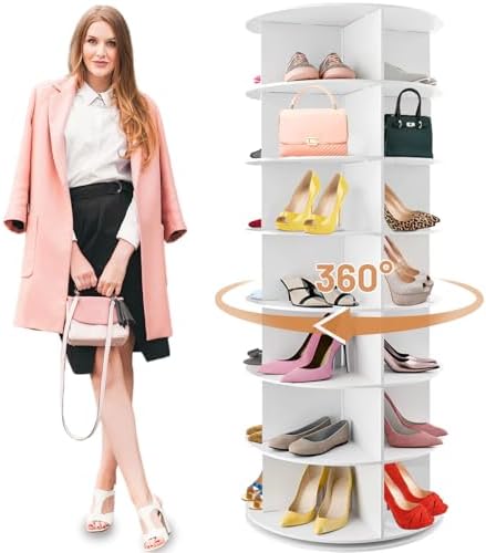 Amazon.com: SpaceAid 7 Tier Rotating Shoe Rack Tower, Spinning Shoe ...