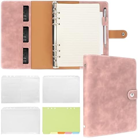 Amazon.com : FYY Leather A5 Binder 6 Ring Binder Notebook - Refillable ...