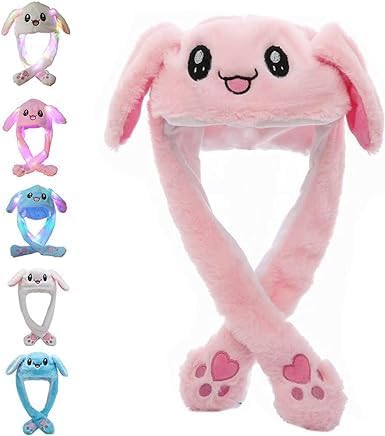 Buy Plush Rabbit Hat with Moving Ears for Women, Girls, Multicolour ...