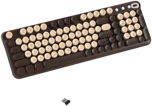 Amazon.com: COVEVA Wireless Bluetooth Keyboard - Full Size Retro Round ...