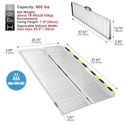 Snapklik.com : 4FT Portable Wheelchair Ramp, Foldable Ramp For 600 Lbs ...