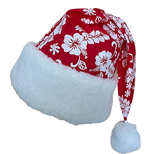 Amazon.com: Tropical Santa Hat, Hawaiian Santa Hat, Red & White ...