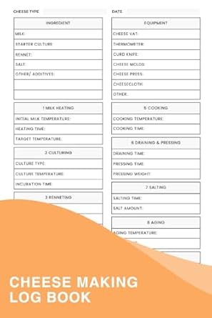 Cheese Making Log Book: A Notebook For Anyone Passionate About Crafting ...