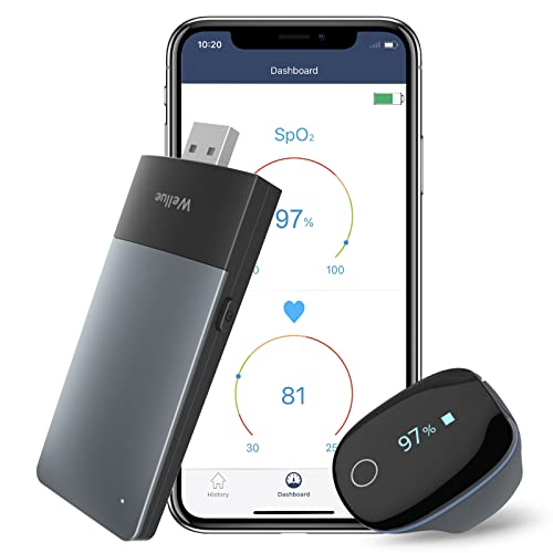Wellue O2ring Bluetooth Pulse Oximeter, Rechargeable Blood Oxygen ...