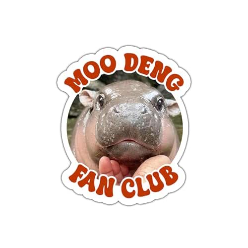 Amazon.com: Moo Deng Fan Club Sticker, Hippopotamus Sticker, Pygmy Baby ...