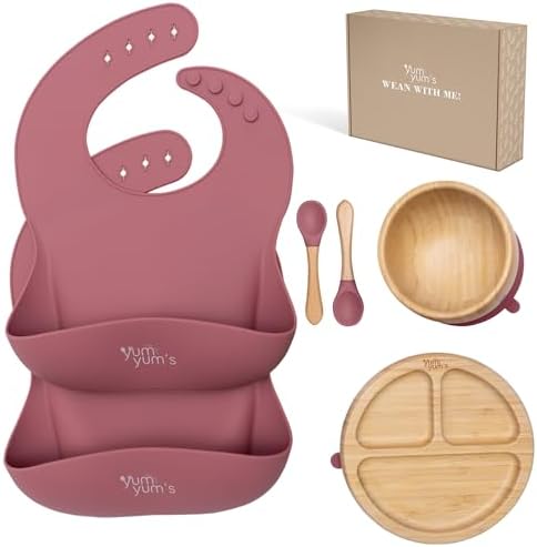 WEGOWOOD® Baby Weaning Set with Duck | Bamboo Plate, Bowl, Fork & Spoon ...