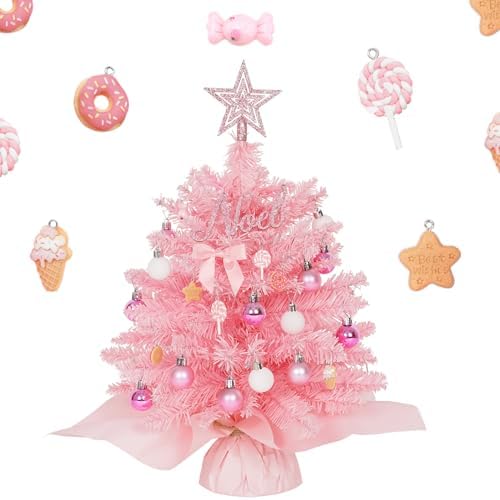 Amazon.com: Wangchao Craft 20" Mini Pink Christmas Tree Table Top ...