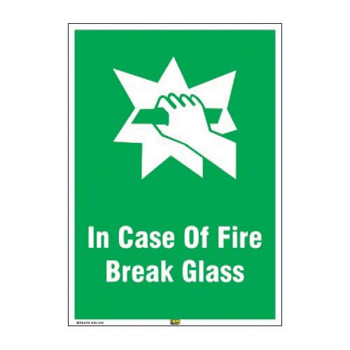 Mr. Safe - In Case of Fire Break Glass Sign Eco Vinyl Sticker A4 (8.25 ...