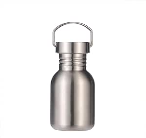 Amazon.com: Stainless Steel Single Wall Water Bottle Large Camping Water Bottle with Handle Wide ...