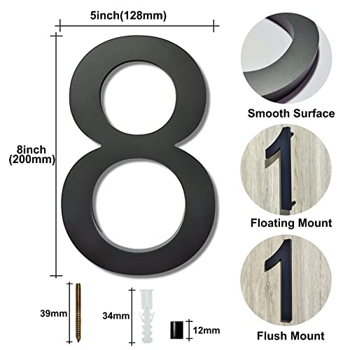Ywonoby 8 Inch House Numbers for Outside-Large Modern 3D Floating Door ...
