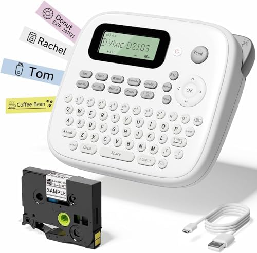 Vixic Label Maker Machine with-Tape, D210S Label Maker with Keyboard ...